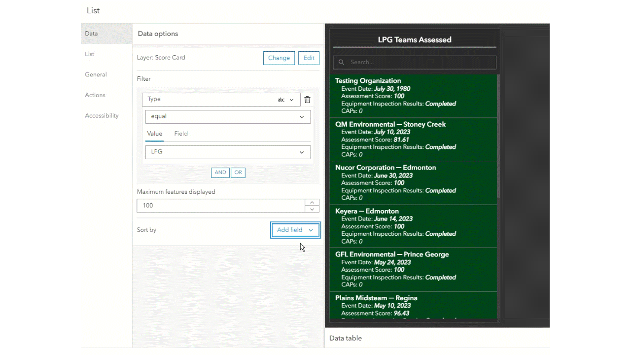 Solved: Lists and Tables: Sort by function not working for... - Esri Community