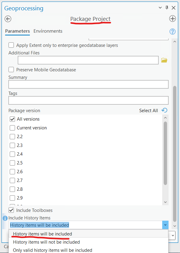 Optionally package history including errors - Esri Community