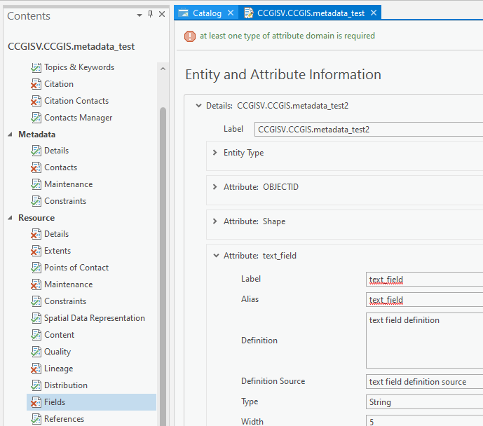 ArcGIS Pro Metadata - FGDC CSDGM Standards - Enume... - Esri Community