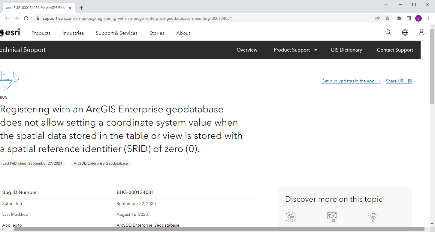 Esri Support Site — Email notifications about bug ... - Esri Community