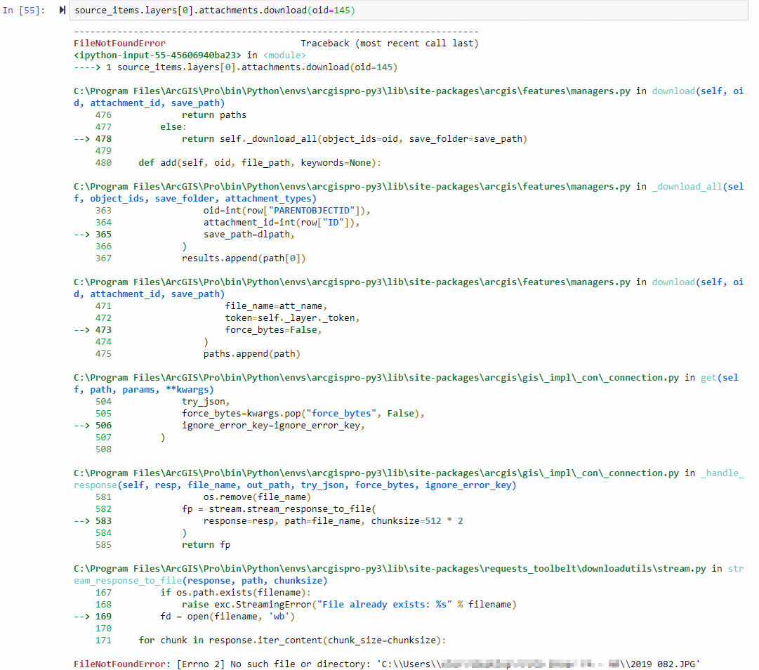 Solved: Attachment download fails [FileNotFoundError] when... - Esri Community