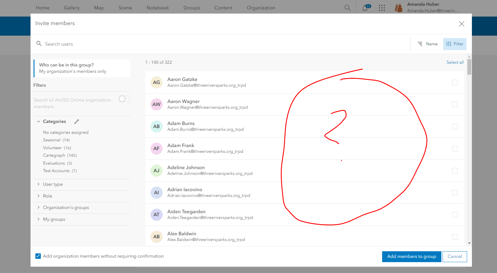 ArcGIS Online Groups- Member Management- Show User... - Esri Community