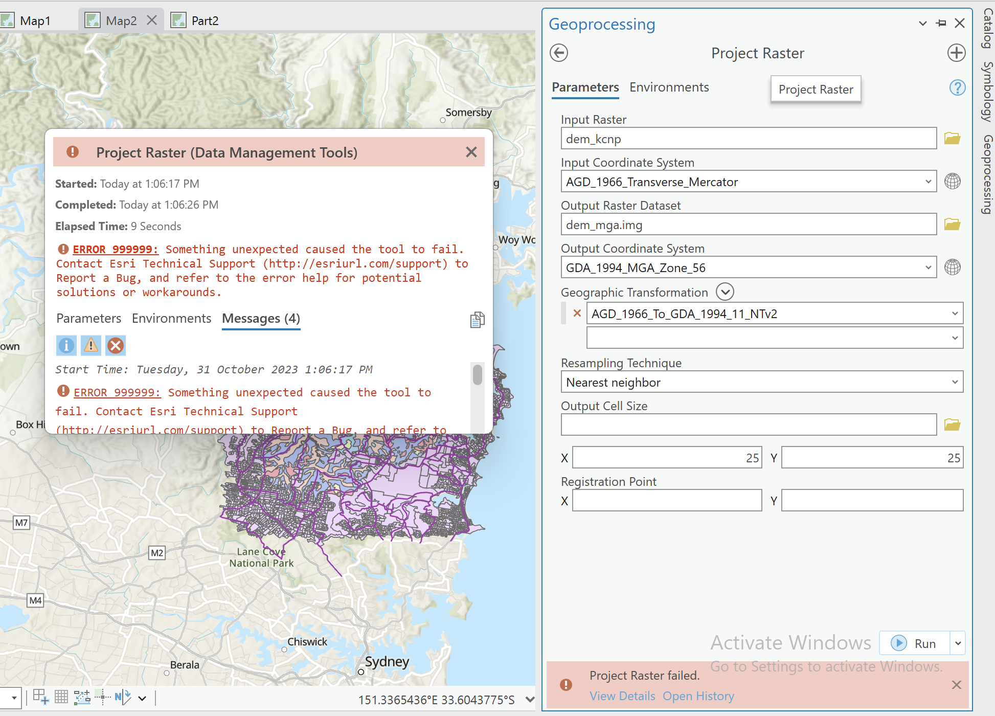Project Raster Data Error 99999999 - Esri Community