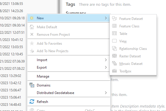 ArcGIS Pro 3.02 File Geodatabase Right Click New M... - Esri Community