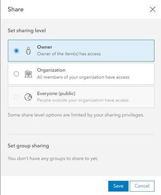 Solved: Cannot share hosted feature layer with Everyone (p... - Esri ...