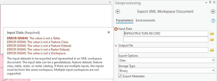 Use map layer as input features in Export XML Work... - Esri Community
