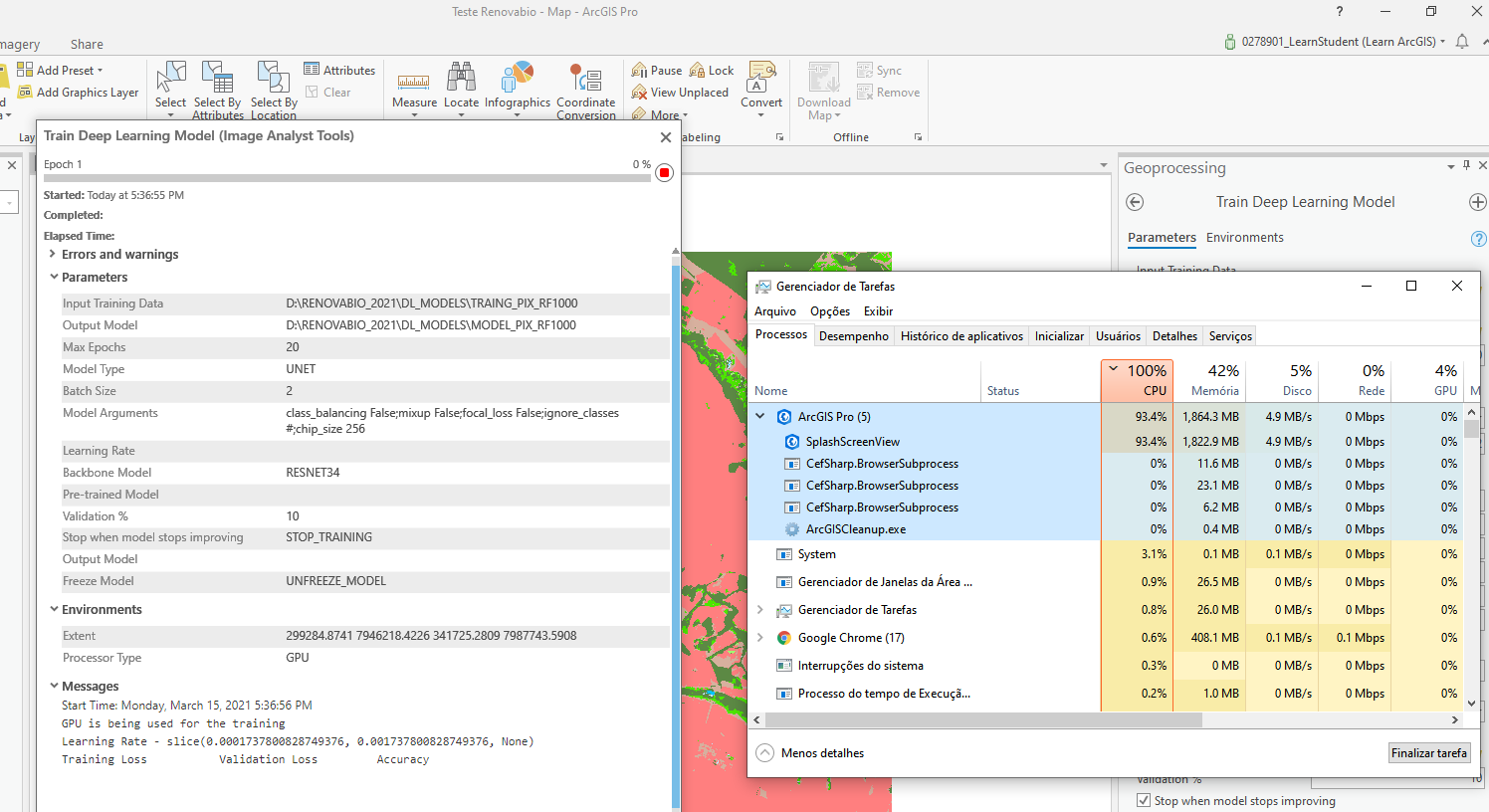 Solved: Train Deep Learning Data 100% CPU usage 0% GPU - Esri Community