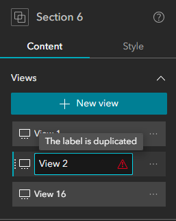 Handle duplicate views names in section widget - Esri Community