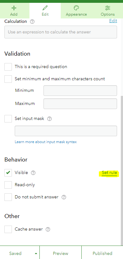 Solved: Set Rule option missing in survey123 - Esri Community