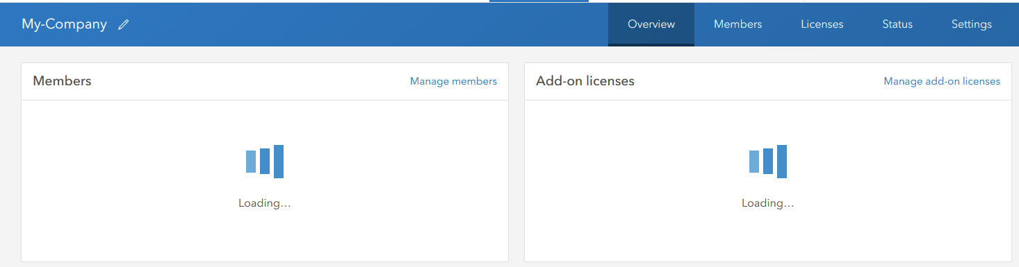 Settings, Members, and Licenses not viewable throu... - Esri Community