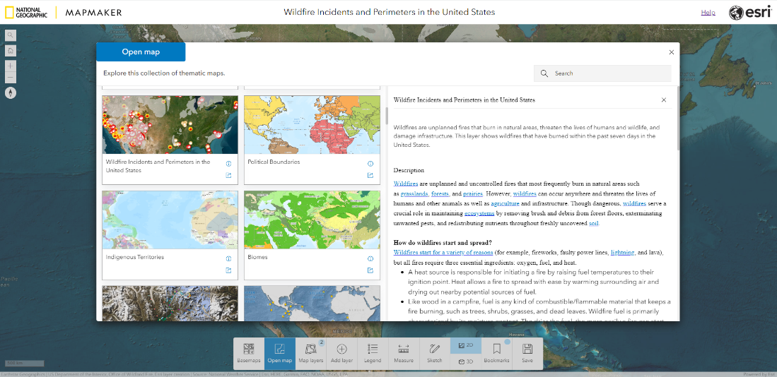 National Geographic MapMaker – a curated collection of maps for students