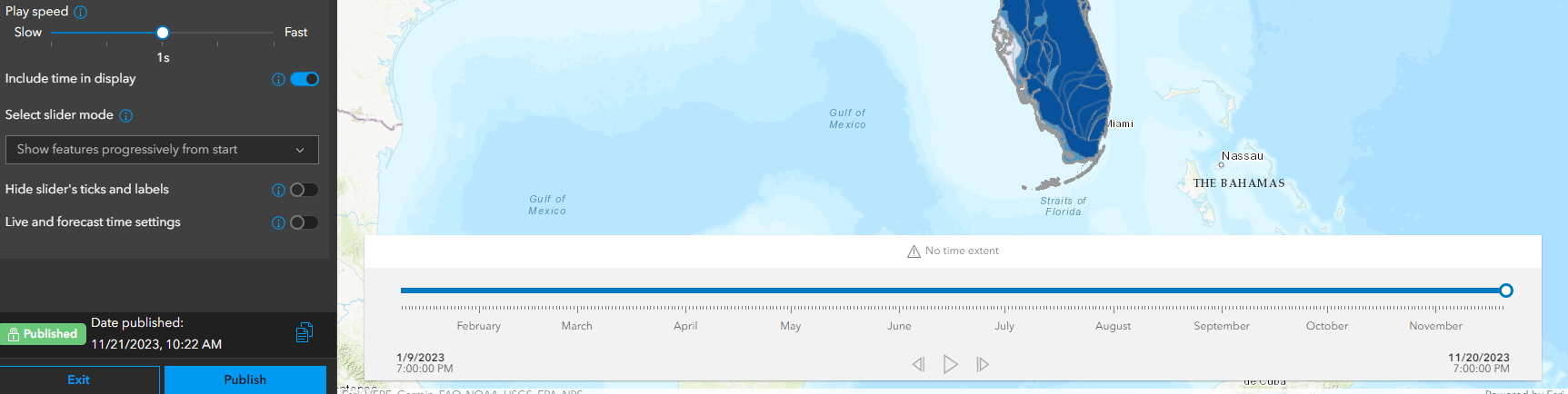 Time Slider showing No Time Extent Warning - Esri Community