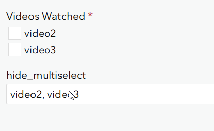 Hide option values in a multi select question base... - Esri Community