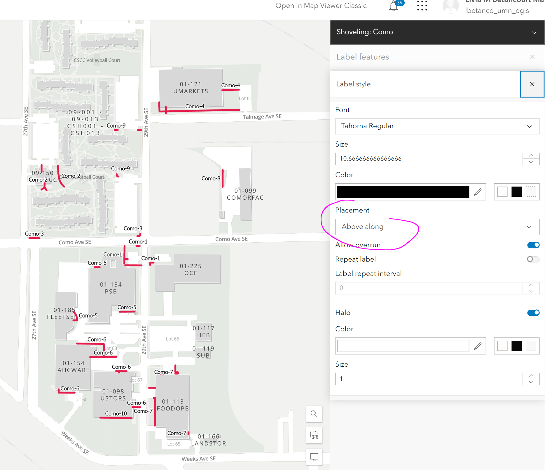 Solved: Where is the label placement property for lines? - Esri Community