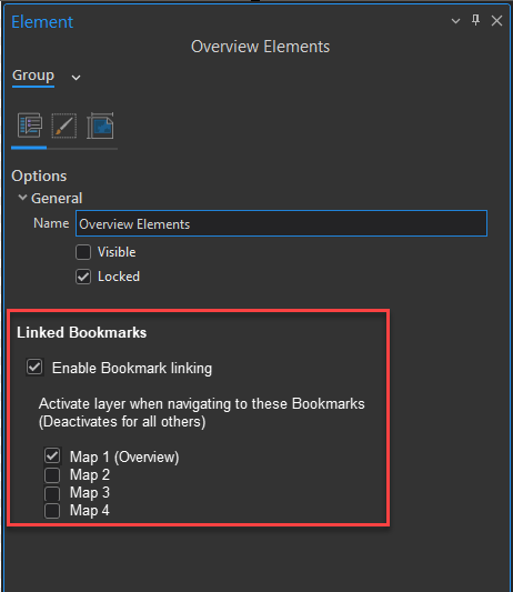 Link Element Visibility to Bookmarks - Esri Community