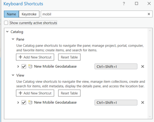 Catalog Pane — Keyboard shortcut for creating mobi... - Esri Community