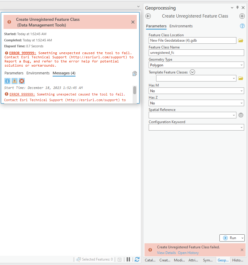 Create Unregistered Table GP Tool — Clearer error ... - Esri Community
