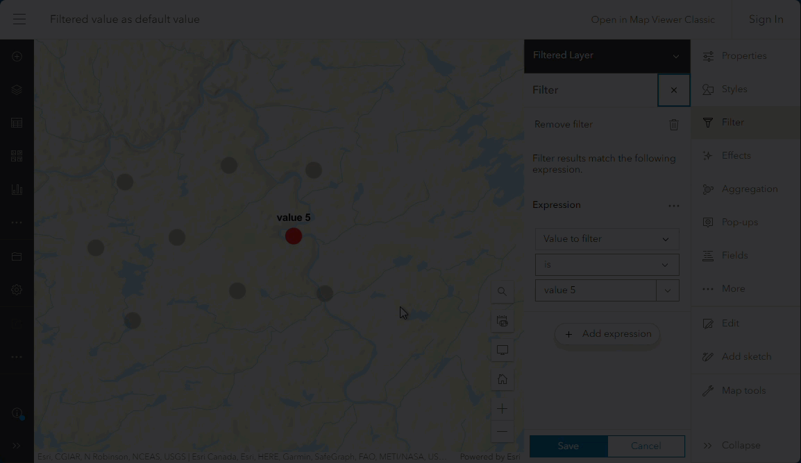 Use the filtered value as a default field value - Esri Community