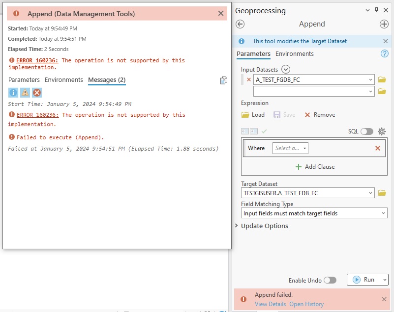 Append to unregistered feature class - Esri Community