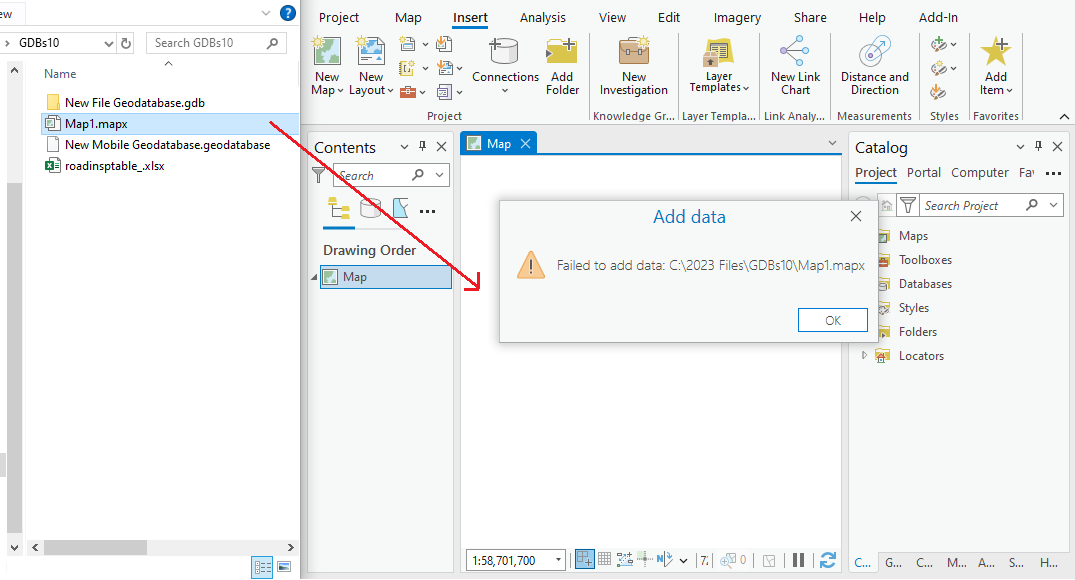 Open .MAPX file by dragging from File Explorer int... - Esri Community