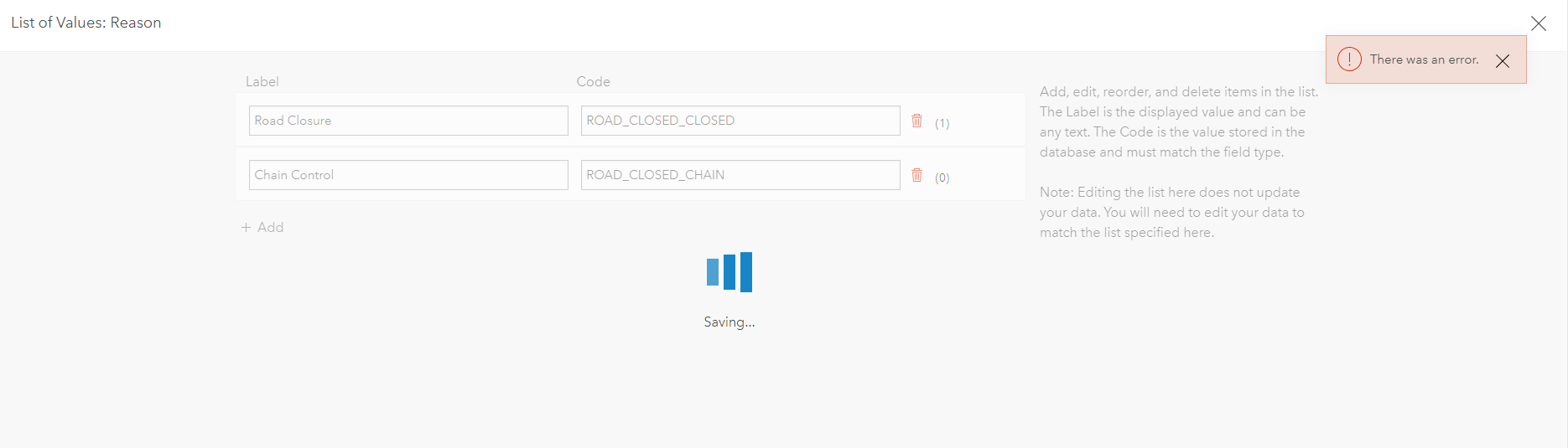 Unable to save edits made in Data Fields (AGOL) - Esri Community