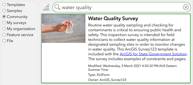 Survey 123 Water Quality Sampling - Esri Community