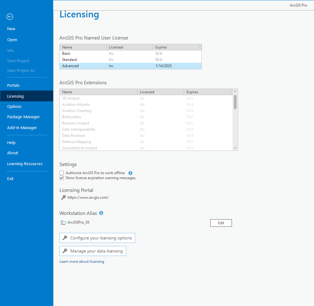 How to licensed the extension of ArcGIS Pro (Named... - Esri Community