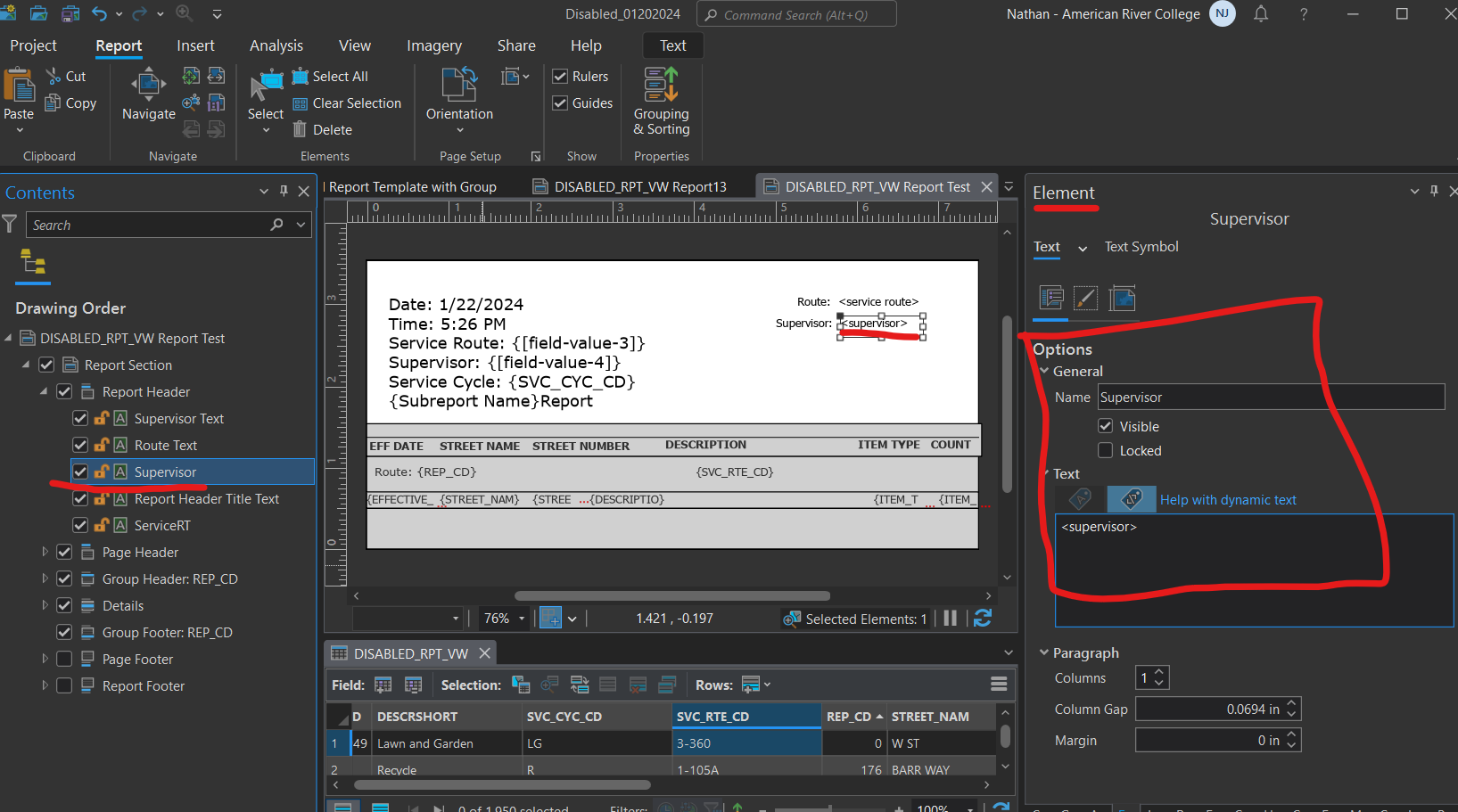 Add Access to Different Report Elements - Esri Community