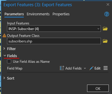 Export Features tool not remembering fields in Mod... - Esri Community