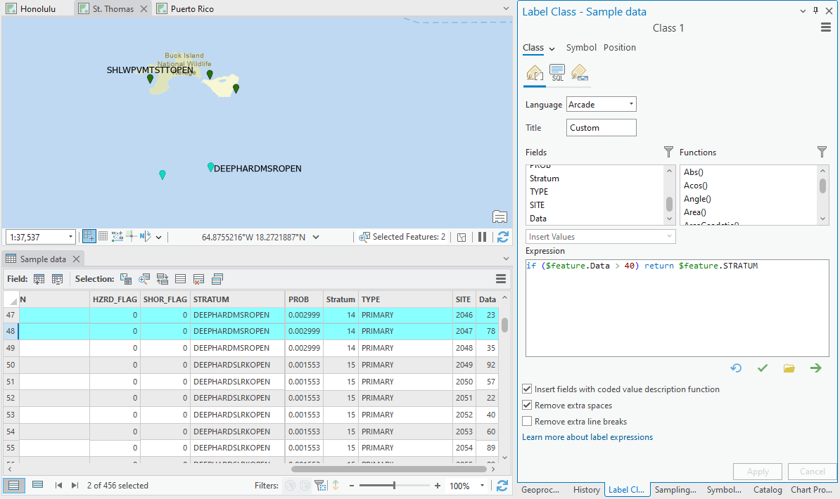 Solved: Arcade: Show names as labels if a condition is met - Esri Community