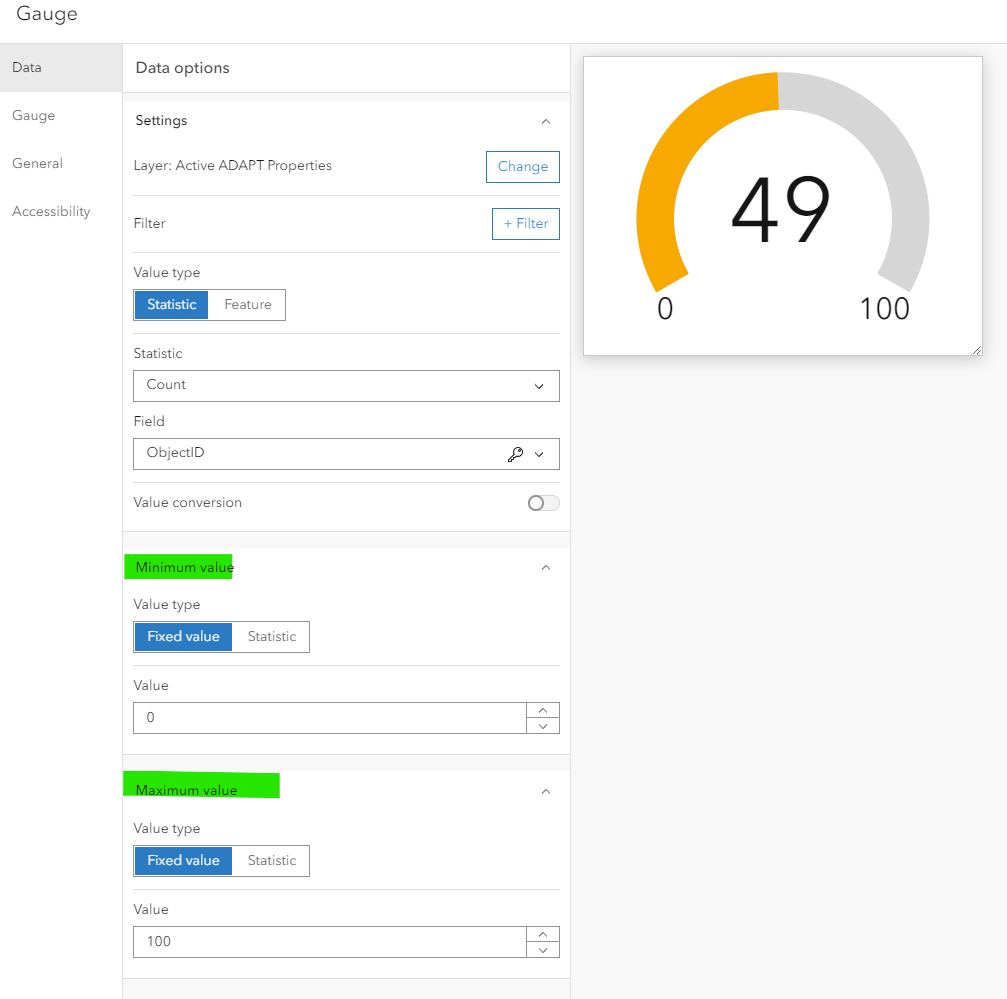 How to place Value Labels in Gauge Widget - Esri Community