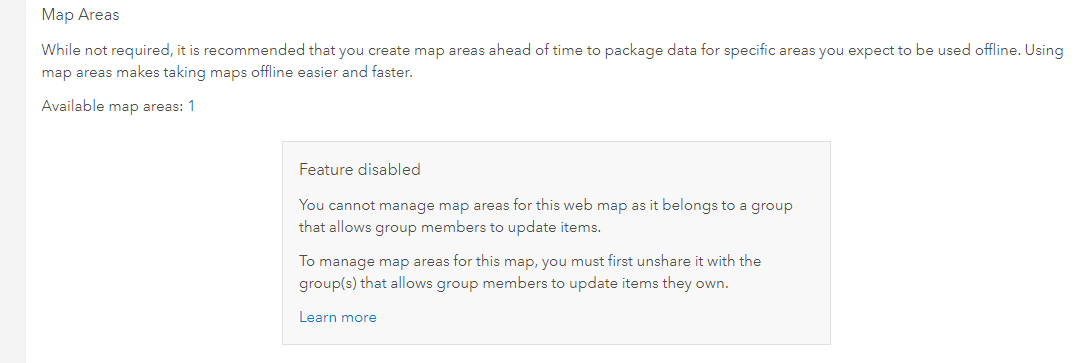 Shared Update Groups And Manage Offline Map Areas Esri Community