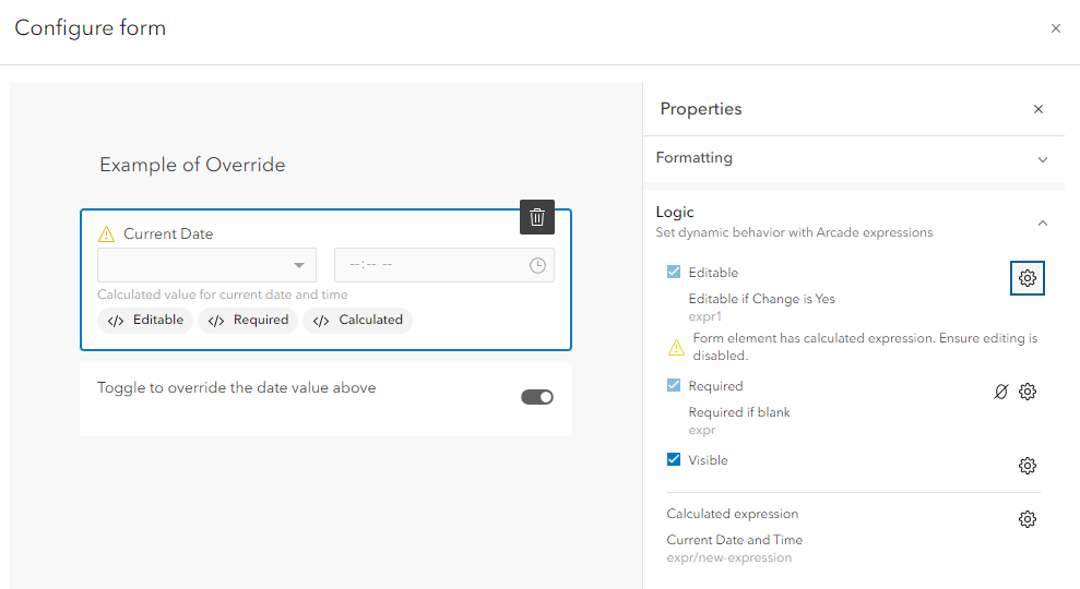 How to override values for fields with calculated ... - Esri Community