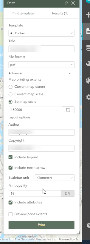 Print widget - scale bar - Set to Km, but outputs ... - Esri Community