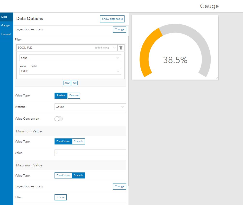 Gauge showing percentage of a boolean attribute - Esri Community